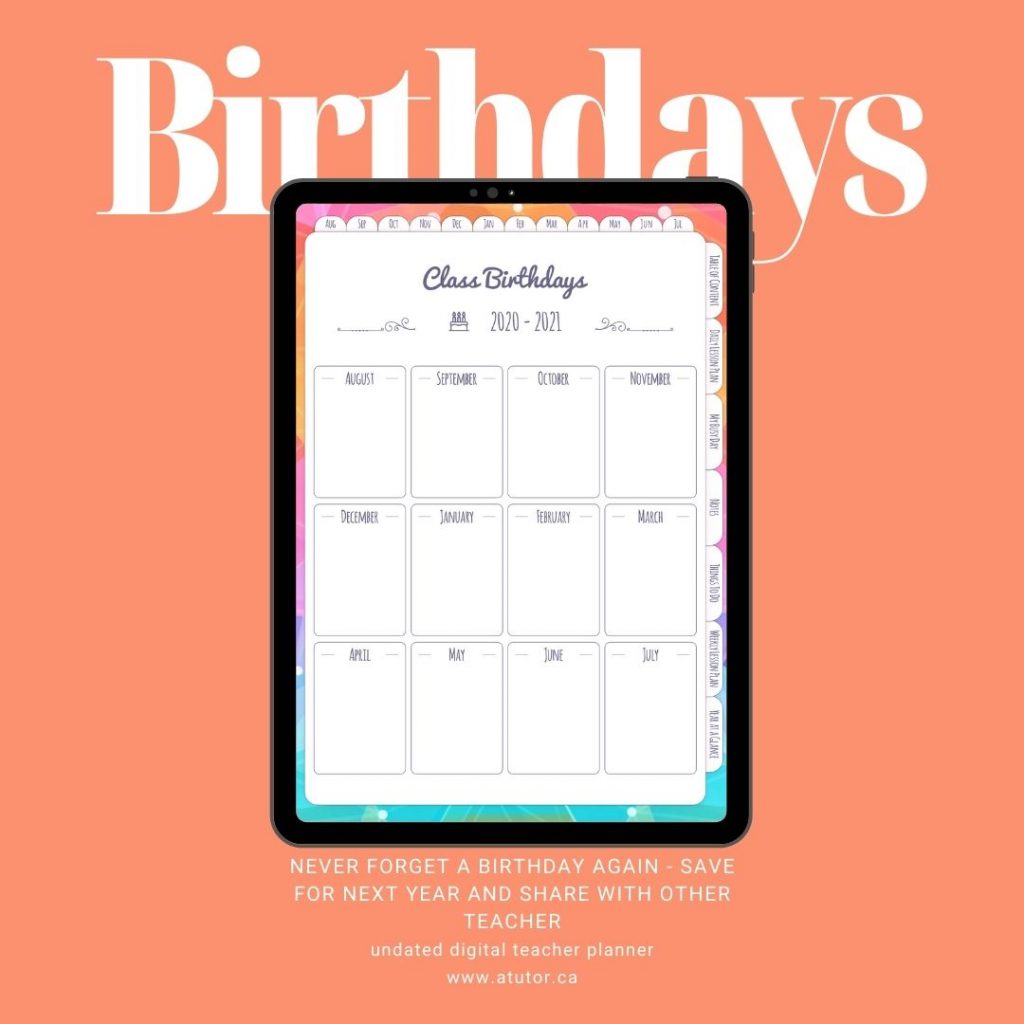 Digital Teacher Planner (Undated) - A Tutor